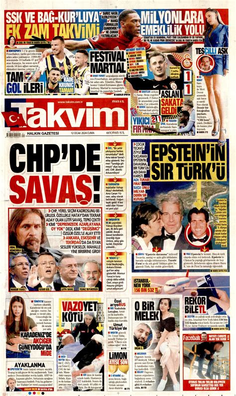 Takvim Gazetesi Takvim Manşet Oku Haberler 12 Ocak 2024