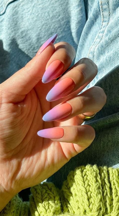 70 Stylish Nail Art Ideas To Try Now Ombre Coral And Lavender Nails