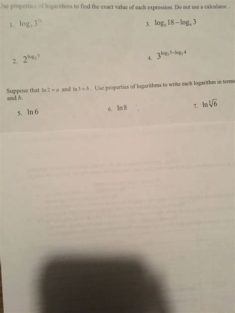 solved use properties of logarithms to find the exact value