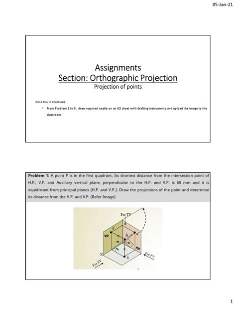 assignment projection of points pdf cartesian coordinate system geometry