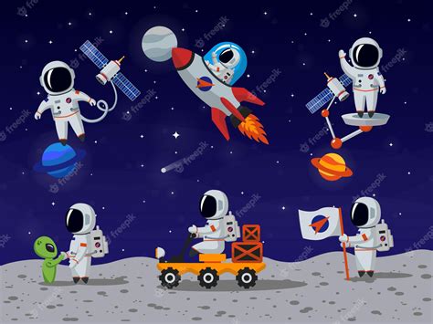 Astronauts Vector Clip Art Library