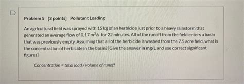 solved problem 5 [3 points] pollutant loading an