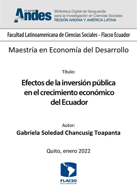 Repositorio Digital FLACSO Ecuador Efectos de la inversión pública en