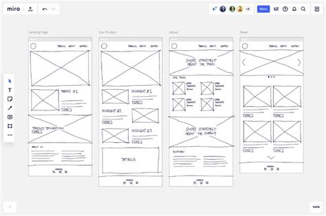 Low Fidelity Wireframe Template Example For Teams Miro Wireframe