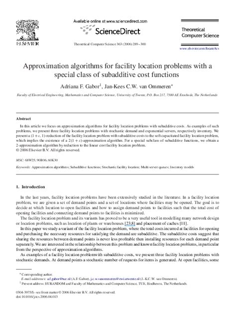 pdf approximation algorithms for a facility location problem with service capacities david