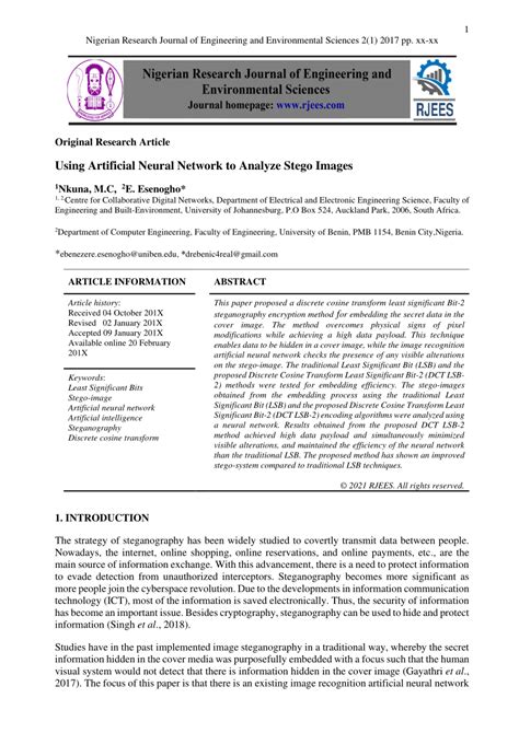 pdf using artificial neural network to analyze stego images article information abstract