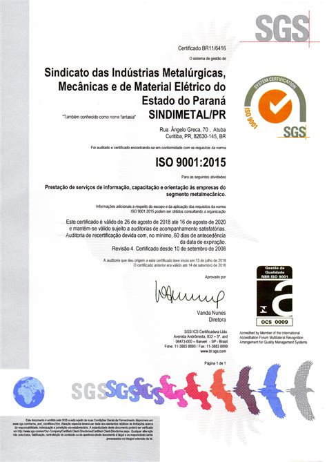 CERTIFICAÇÃO ISO 9001 2015 Sindimetal