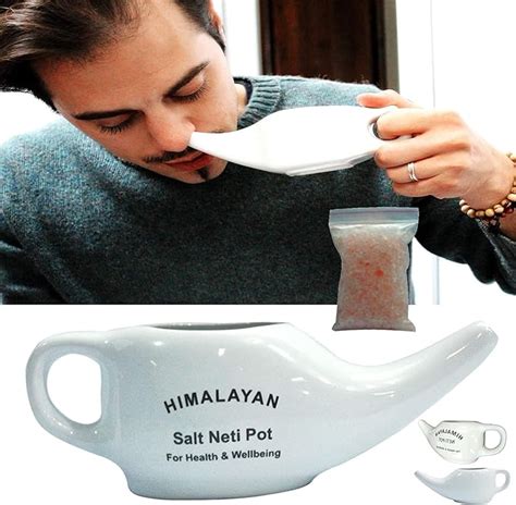 Ceramic Neti Pot With Himalayan Salt 200gm Neti Pot Sinus Rinse Kit
