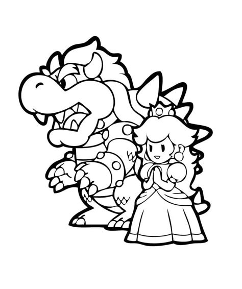 Bowser Y La Princesa Peach Para Colorear Imprimir E Dibujar ColoringLib