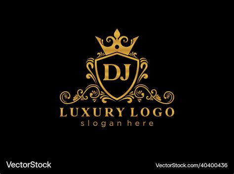Initial Dj Letter Royal Luxury Logo Template Vector Image
