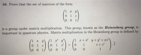 solved prove that the set of matrices of the form 1 x y 0