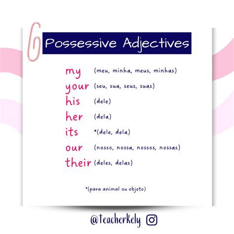 Possessive Adjectives Pronomes Adjetivos Liberte seu inglês