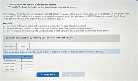 Solved Adjust The Tax Basis In A Partnership Interest Chegg