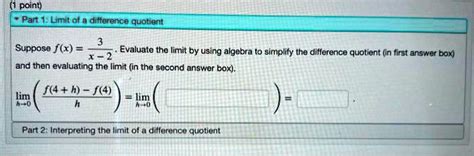 solved point part limit of difference quotient suppose f x evaluate the limit by using