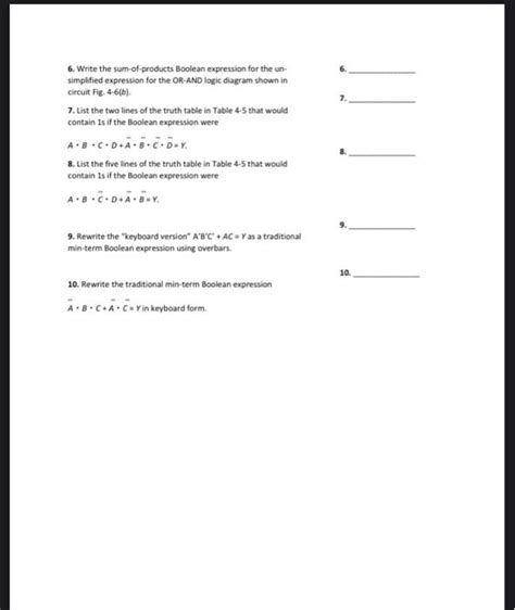 6 write the sum of products boolean expression for