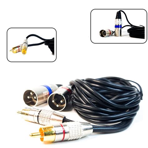 Cabo Audio Blindado Canon 2 Xlr Macho 2 Rca Macho Duplo 2m Co