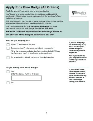 Fillable Online Blue Badge Application Process East Sussex County