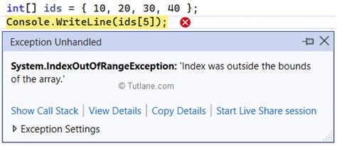 indexoutofrangeexception in c with examples tutlane