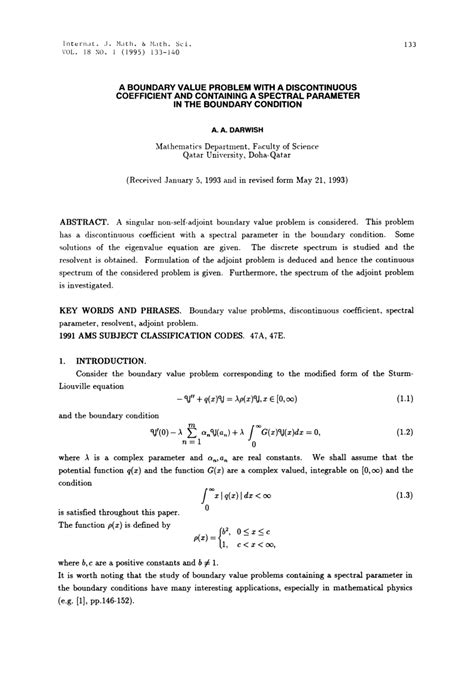 pdf a boundary value problem with a discontinuous coefficient and containing spectral