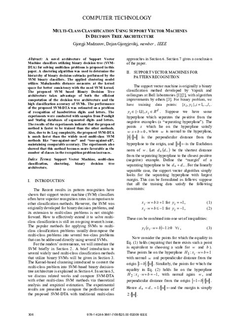 pdf multi class classification using support vector machines in decision tree architecture