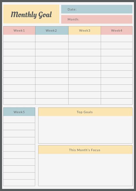 Free Monthly Goal Planner Template In Adobe Photoshop Adobe
