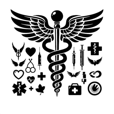 Símbolo de salud del vector caduceo icono de la varita de asclepio