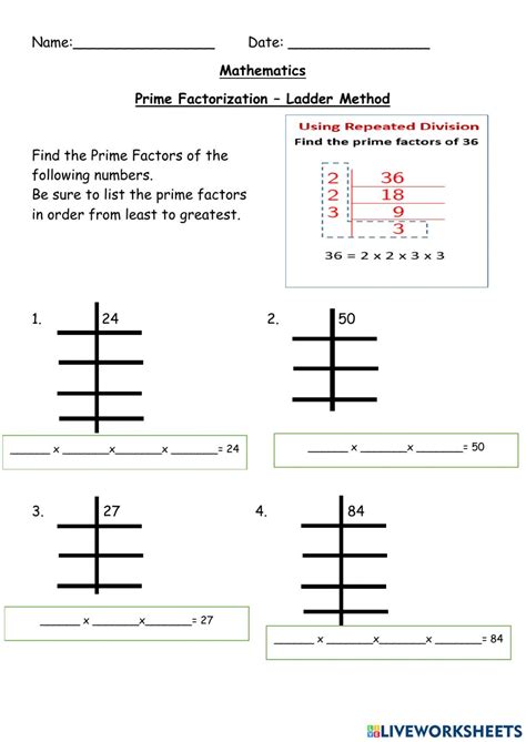 Prime Factorization Division Method Worksheets FactorWorksheets