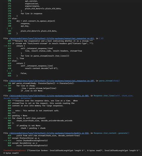 getting requests exceptions chunkedencodingerror when using taskcompletion in stream mode or