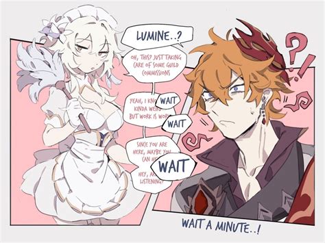 Lumine And Tartaglia Genshin Impact Drawn By Hilimuc Danbooru