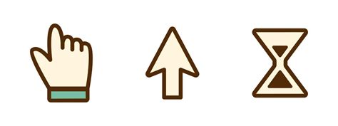 Vector Set With Retro Cursor Icons Hand Arrow And Hourglass In Flat