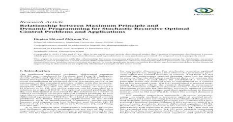 pdf research article relationship between maximum principle and dynamic programming …downloads
