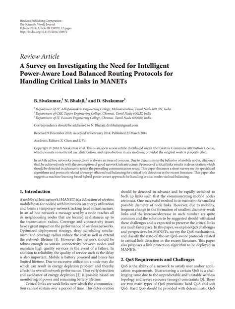 pdf a survey on investigating the need for intelligent power aware load balanced routing