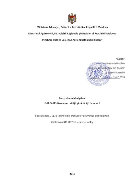 PDF Ministerul Educaţiei ulturii și ercetării al Republicii Moldova