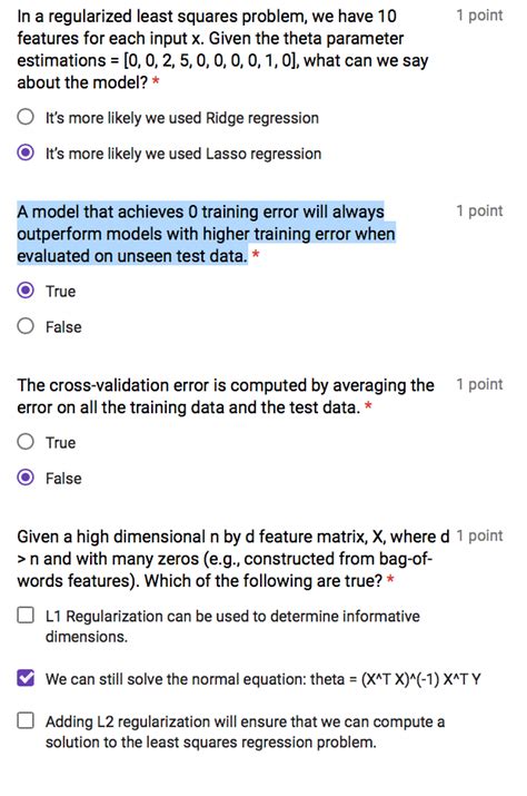 solved 1 point in a regularized least squares problem we