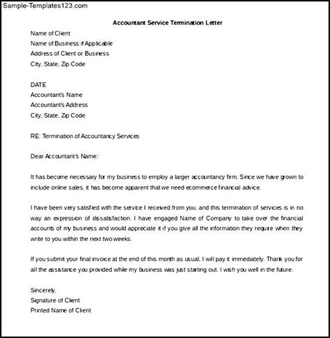 Sample Letter To Terminate Accounting Services Classles Democracy