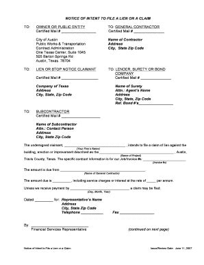 Notice Of Intent To Lien Texas Pdf Fill And Sign Printable Template