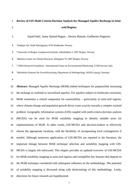 pdf review of gis multi criteria decision analysis for managed aquifer recharge in semi arid