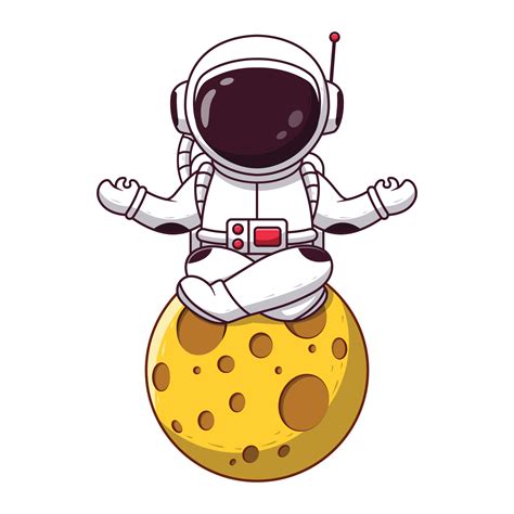 Cute Astronaut Doing Yoga On Moon Astronaut Icon Concept Flat Cartoon