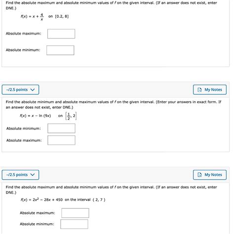 solved find the absolute maximum and absolute minimum values