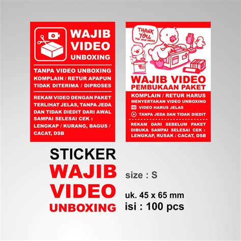Jual STICKER WAJIB VIDEO UNBOXING Isi 100 Stiker Shopee Indonesia