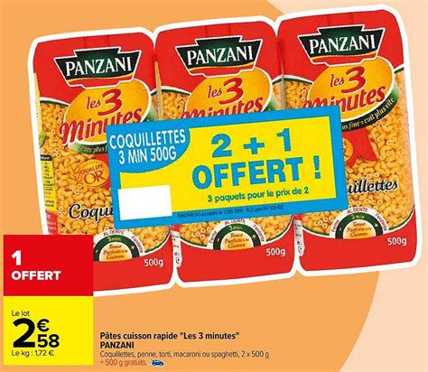 Promo Pâtes Cuisson Rapide les 3 Minutes Panzani chez Carrefour