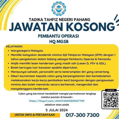 Iklan Jawatan Tadika Tahfiz Negeri Pahang Kerja Kosong Kerajaan Swasta