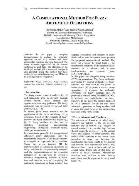 computational method for fuzzy arithmetic operations pdf fuzzy logic arithmetic