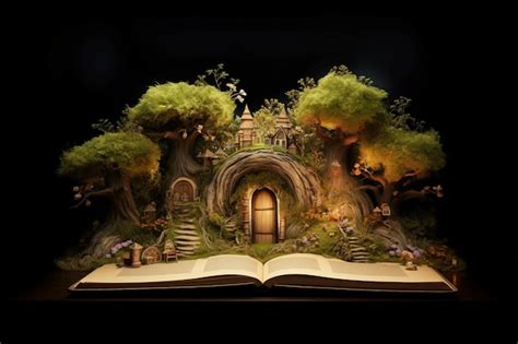 Concepto de libro abierto para la narración de historias de ficción y