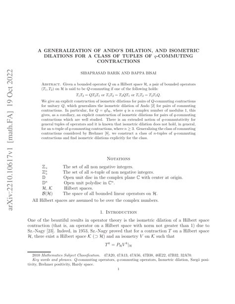 pdf a generalization of ando s dilation and isometric dilations for a class of tuples of q