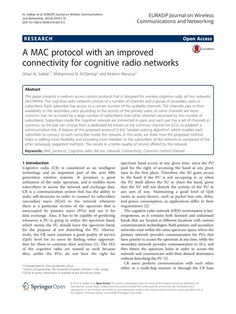 pdf a mac protocol with an improved connectivity for cognitive radio networks
