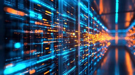 Vibrant Digital Data Flow Through A Futuristic Server Room With Glowing