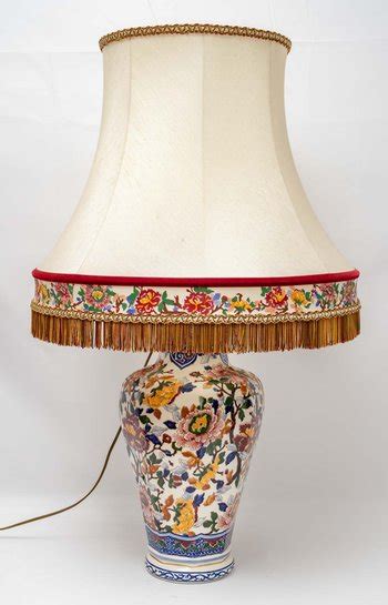 Lampe En Faïence Fine De Gien Décors Fleurs D Antikeo