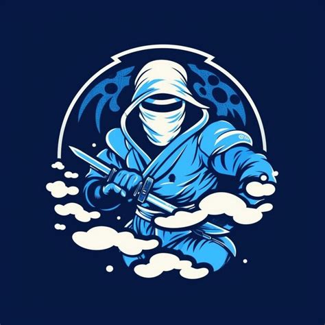 Um Desenho Azul E Branco De Um Cavaleiro Uma Espada Foto Premium