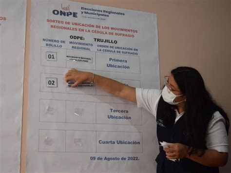 Elecciones 2022 ODPE Trujillo sortea ubicación de listas regionales en